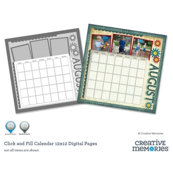 Click And Fill Calendar 12x12 Digital Pages | Digital Art