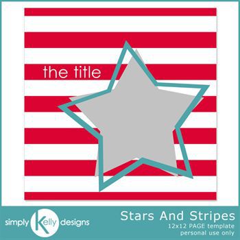 Stars And Stripes 12x12 Page Template | Digital Art