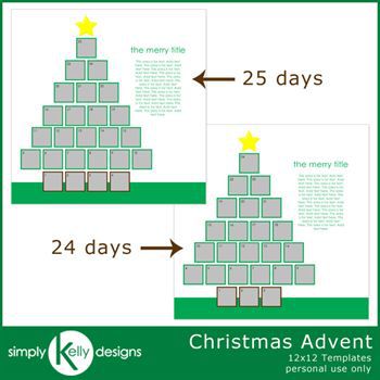 Christmas Advent 12x12 Template | Digital Art