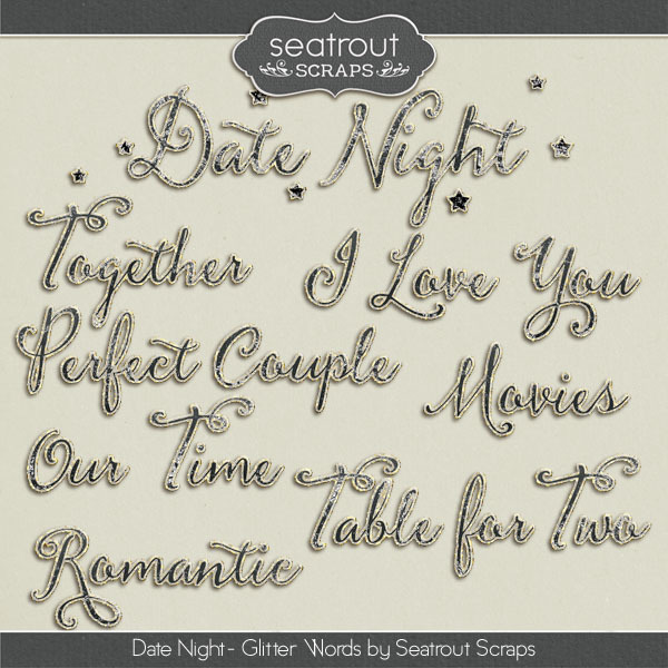 Date Night Glitter Words | Digital Art