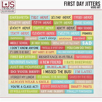 First Day Jitters - Word Art | Digital Art