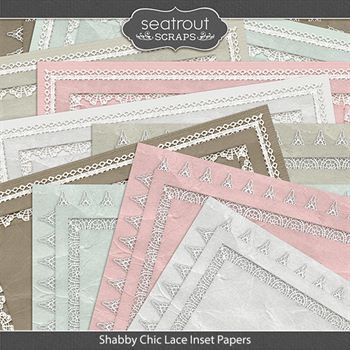 Shabby Chic Lace Inset Papers | Digital Art
