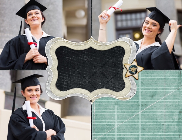 Grunge Graduation 11x8.5 Predesigned Pages | Digital Art