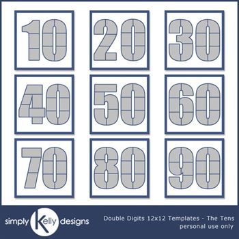 Double Digits 12x12 Templates - The Tens Bundle | Digital Art