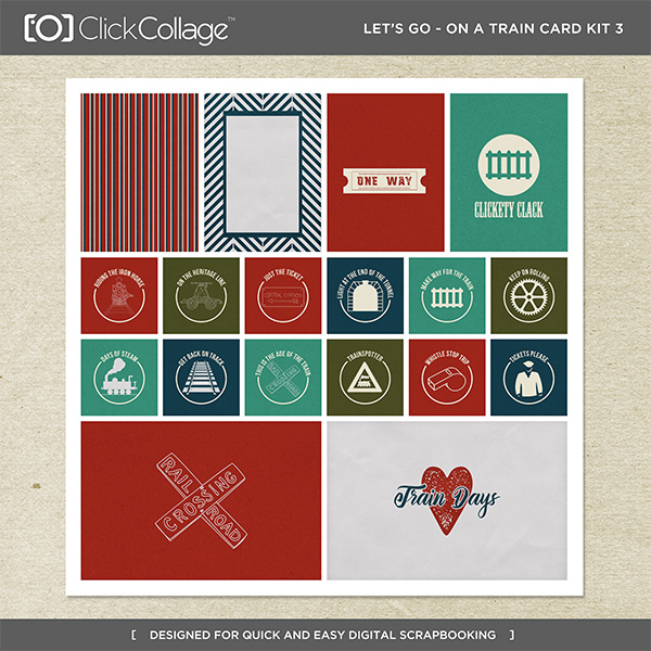 Let's Go On A Train Card Kit 3 | Digital Art