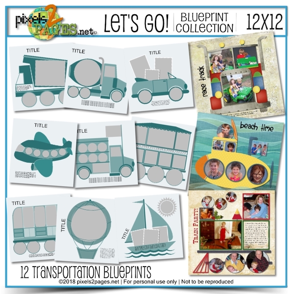 Let's Go Blueprint Collection (12x12) | Digital Art