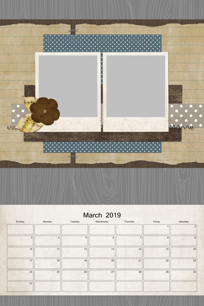 2019 & 2020 Modern Rustic Calendar 12x18 | Digital Art