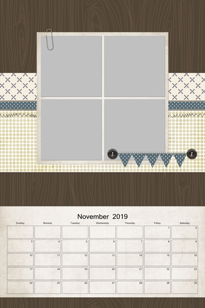 2019 & 2020 Modern Rustic Calendar 12x18 | Digital Art