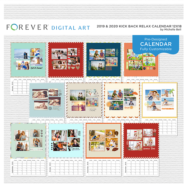 2019 & 2020 Kick Back Relax Calendar 12x18 | Digital Art