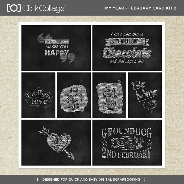 My Year - February Card Kit 2 | Digital Art