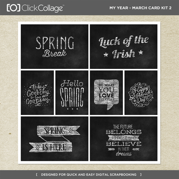 My Year - March Card Kit 2 | Digital Art