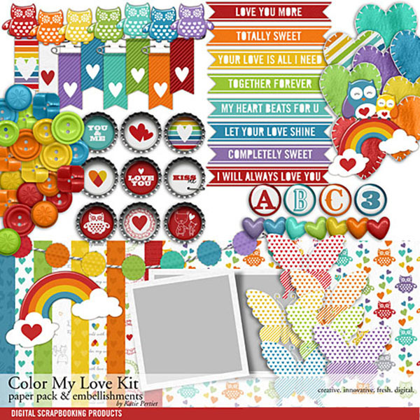Color My Love Scrapbooking Bundle | Digital Art