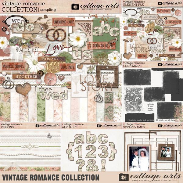 Vintage Romance Paper Pak | Digital Art