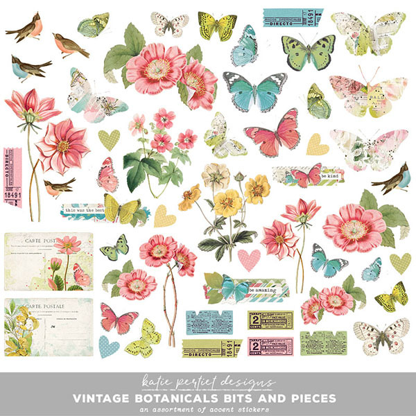 Vintage Botanicals Scrapbooking Bundle | Digital Art