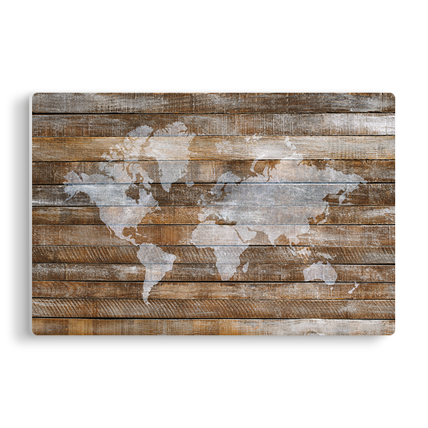 World Map Dark Wood Panel | Metal Wall Panel | FOREVER.com