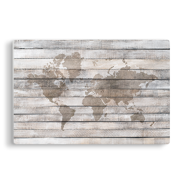World Map Light Wood Panel | Metal Wall Panel | FOREVER.com