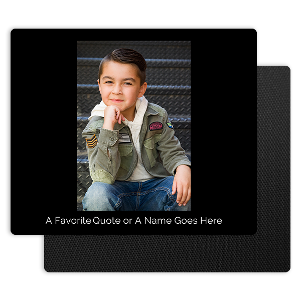 Portrait Photo with Text on Black Mouse pad | Mouse Pad