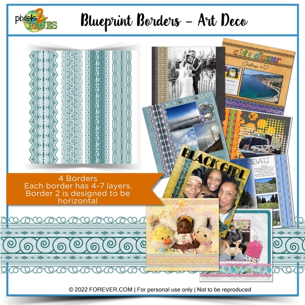 Blueprint Borders - Art Deco | Digital Art