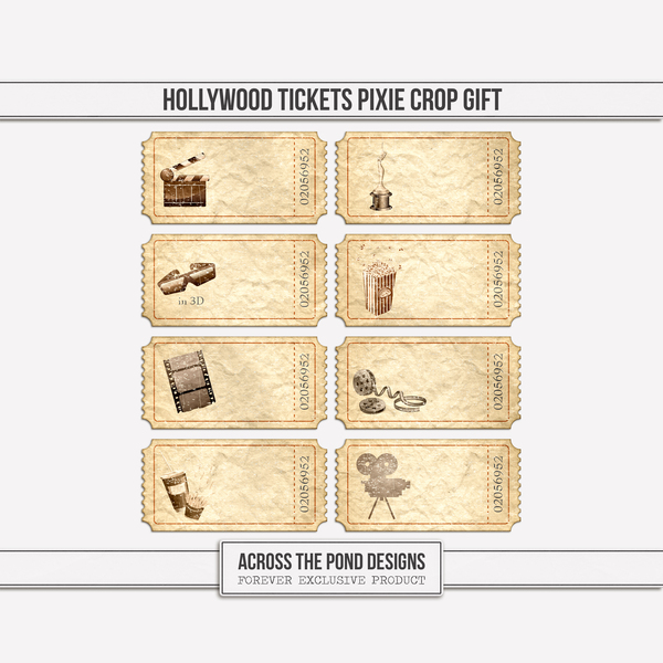 Hollywood Tickets Pixie Crop Gift | Digital Art