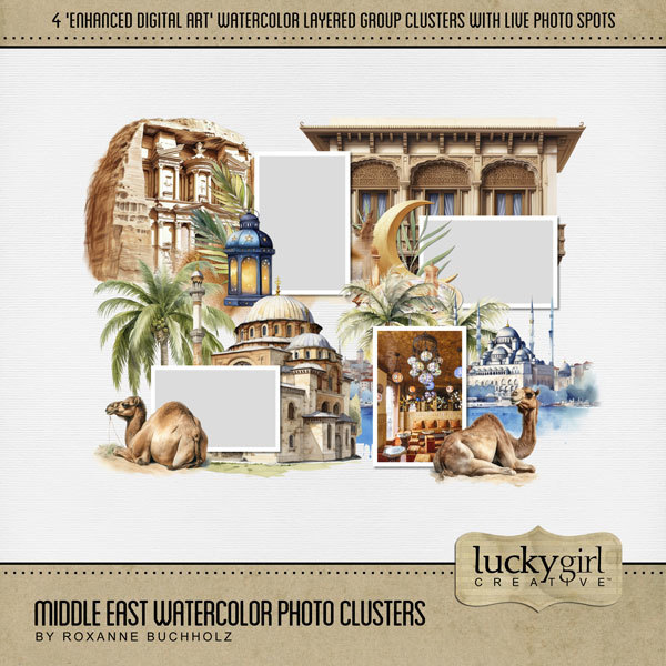 Travel Watercolor Photo Clusters Bundle | Digital Art