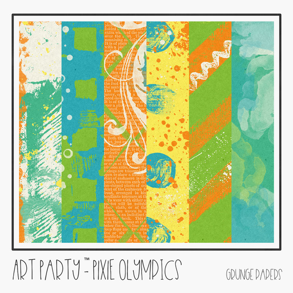 Pixie Olympics Grunge Paper Set | Digital Art