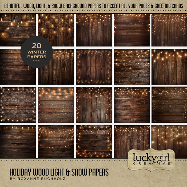 Holiday Wood & Lights Bundle | Digital Art