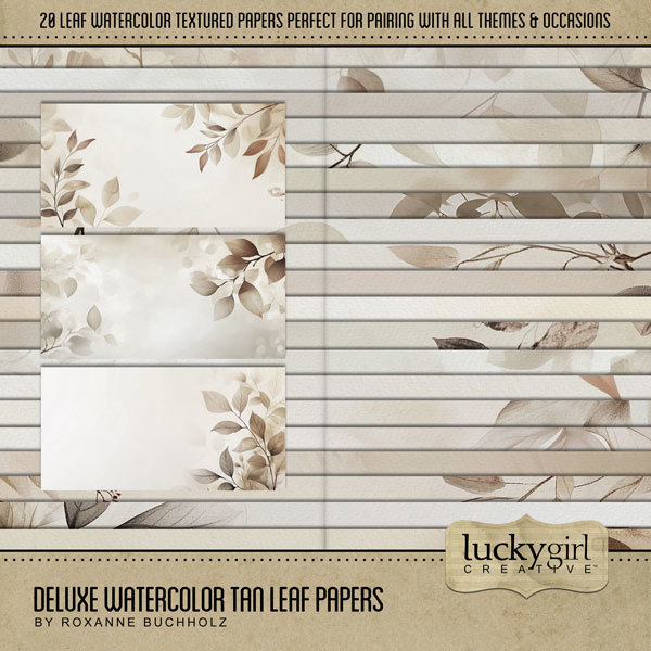 Deluxe Watercolor Leaf Papers Bundle | Digital Art