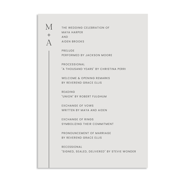 Timeless Union Wedding Program | Photo Card | FOREVER.com