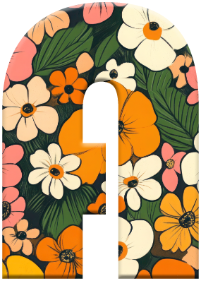 Retro Floral Alpha Bundle | Digital Art